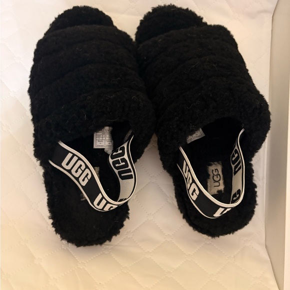 UGG | Shoes | Ugg Black Plush Slides | Poshmark